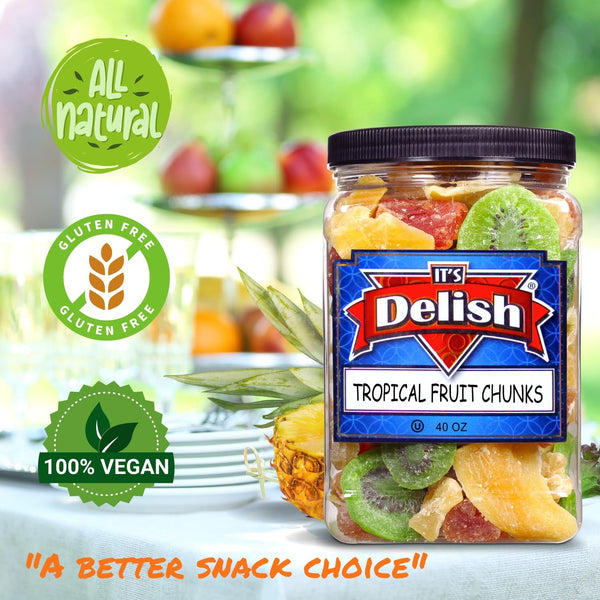 Tropical Dried Mixed Fruit Chunks 40 OZ Jumbo Container – Its Delish