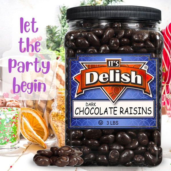 Dark Chocolate Covered Raisins | 3 Lbs Jumbo Container – Its Delish