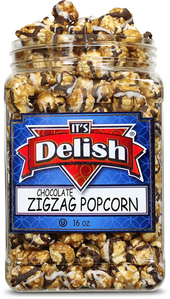 Chocolate Drizzle Zigzag Popcorn – 16 Oz (1 Lb) Jumbo Container – Its ...