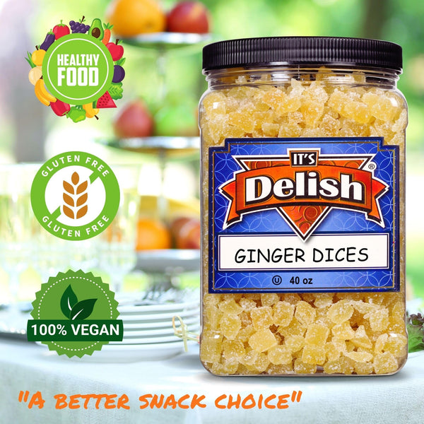 Crystallized Ginger Dices 2.5 Lbs Jumbo Container – Its Delish
